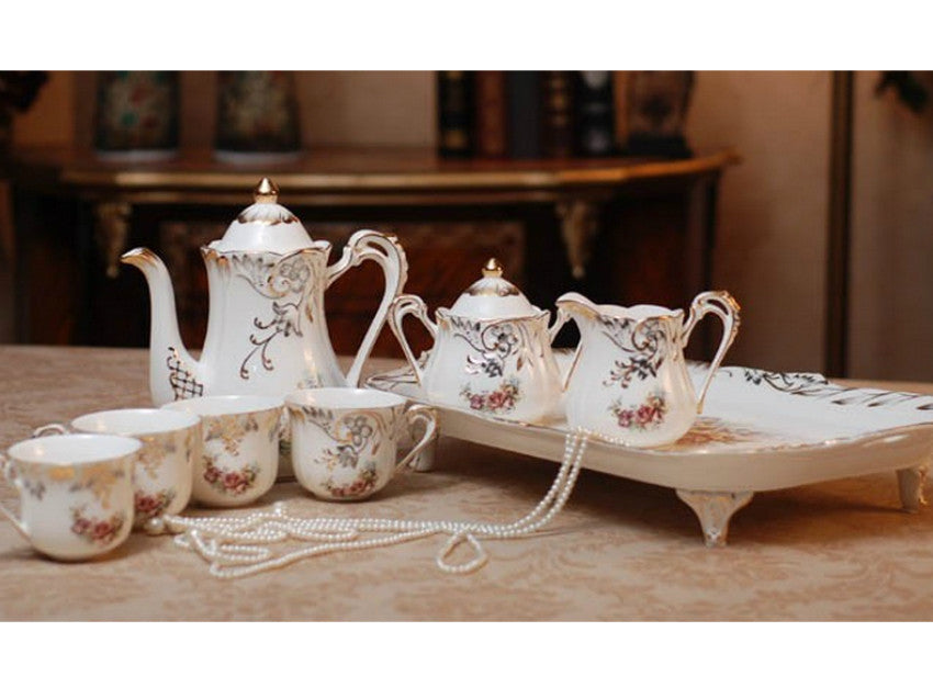 Classic 10 Piece Fine Porcelain Floral Tea Set – Samiksha's